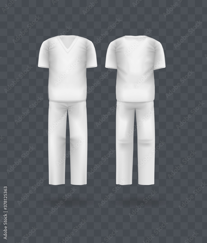 Realistic doctor coat mock up. White male medical gown, lab uniform ...