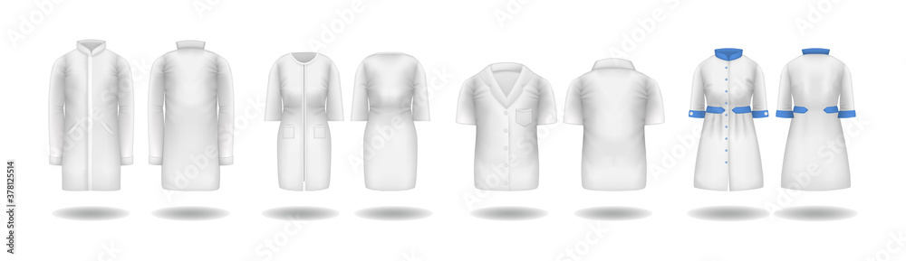 Realistic doctor coat mock up. Empty lab uniform, doctor medical ...