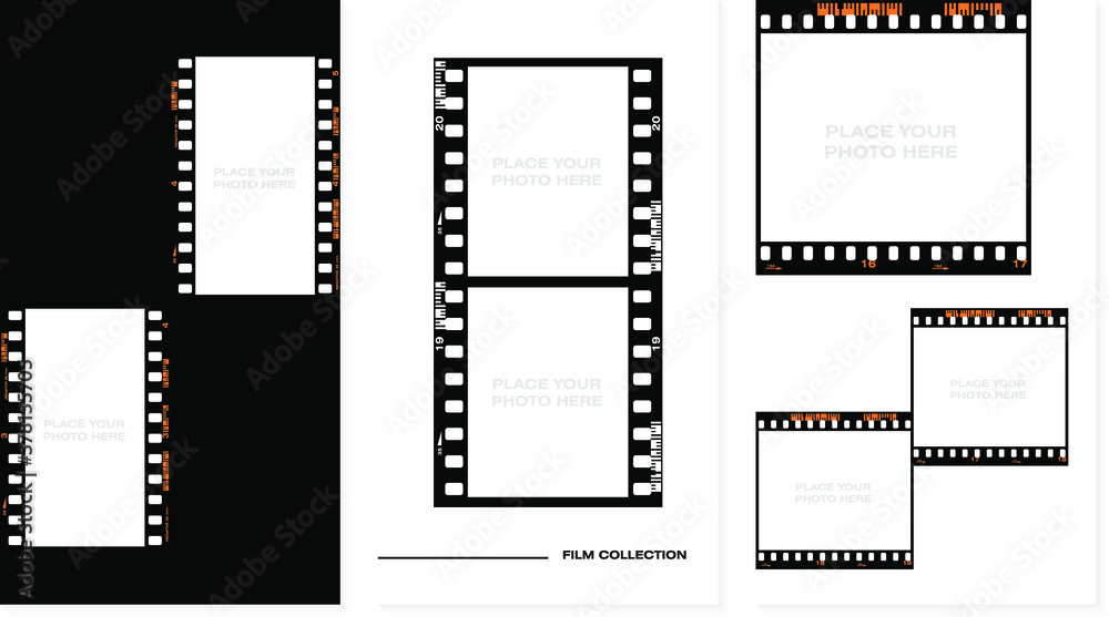 Set of Social stories filmstrips templates. Film frame background with ...