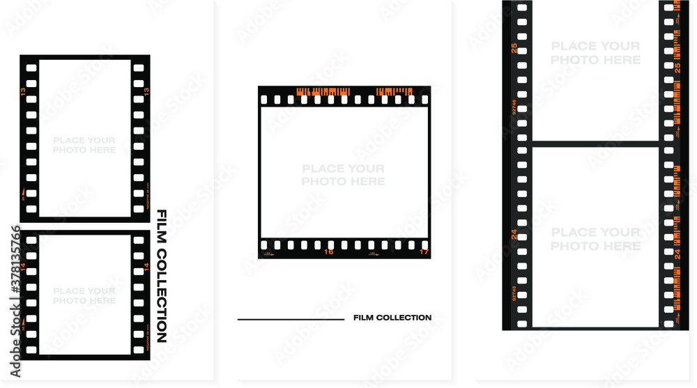 Set of Social stories filmstrips templates. Film frame background with ...