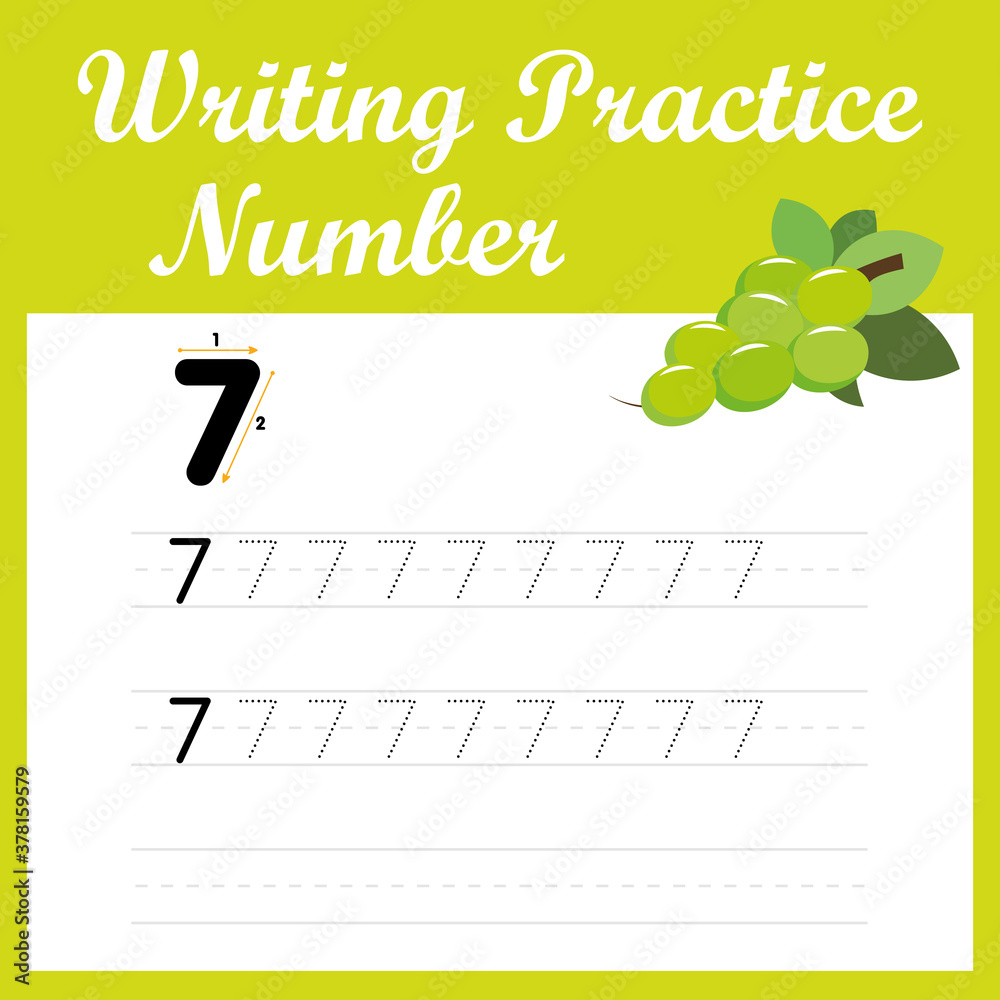 The practice of writing numbers 7. Tracking worksheet number seven with ...