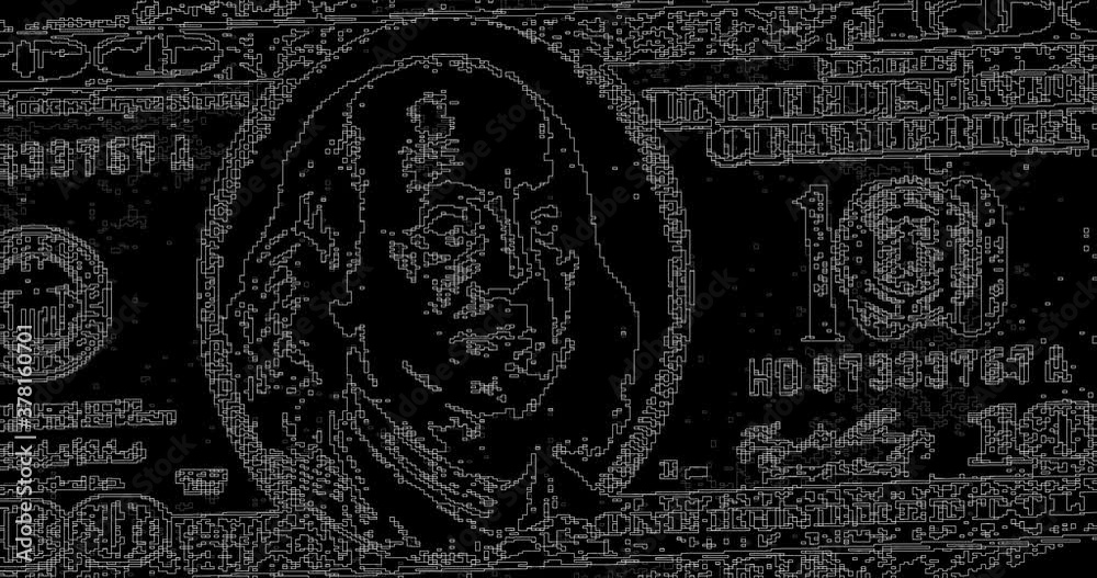 Machine Vision. Video with a Hundred Dollar Bill Processed Through ...