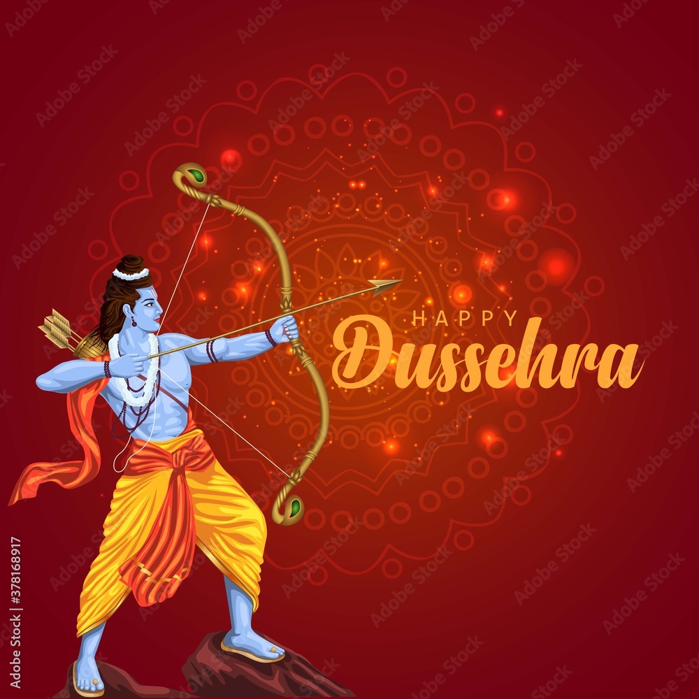 Happy Dussehra festival of India. of Lord Rama killing Ravana. vector ...