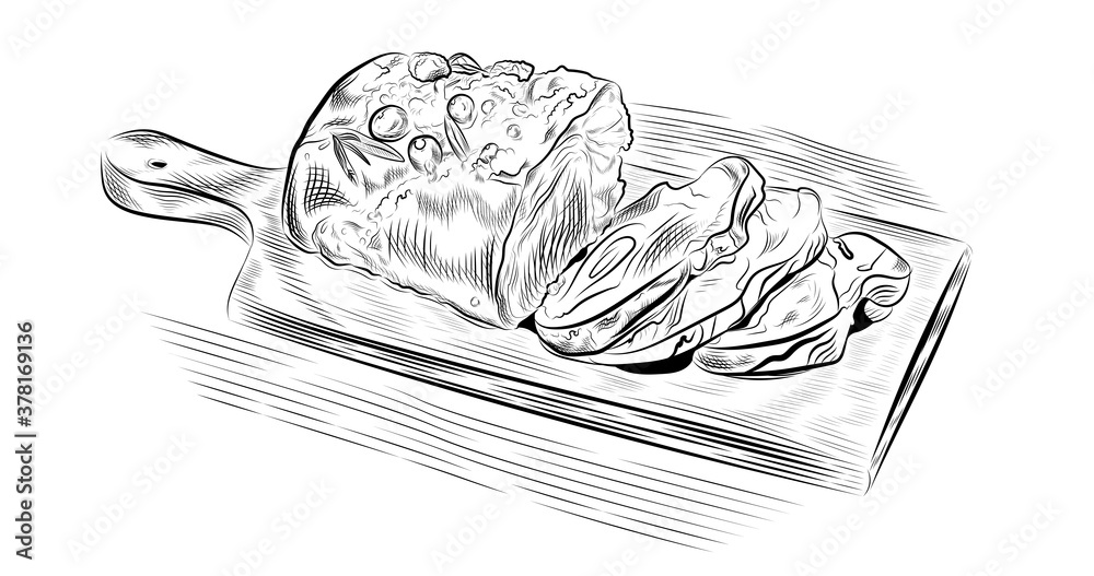 Meat hand drawn vector illustration. Ink graphic line art. Outline ...