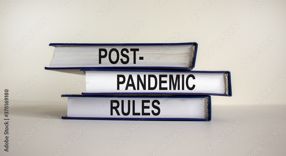 Books with text 'post-pandemic rules' on beautiful white background ...