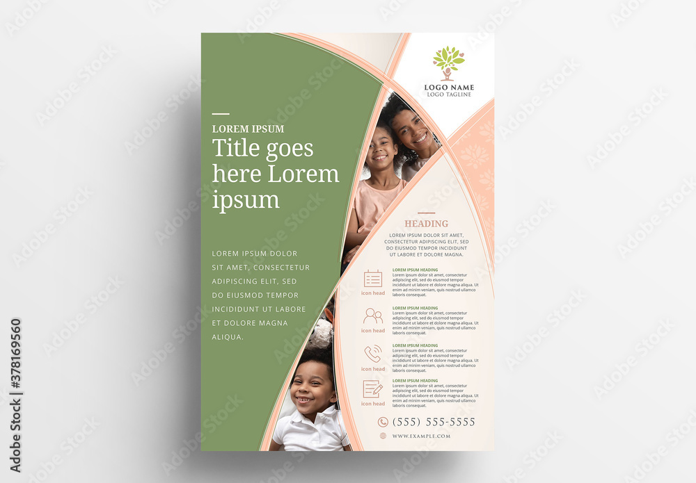 Charity Non Profit Flyer Poster with Family Theme Stock Template ...