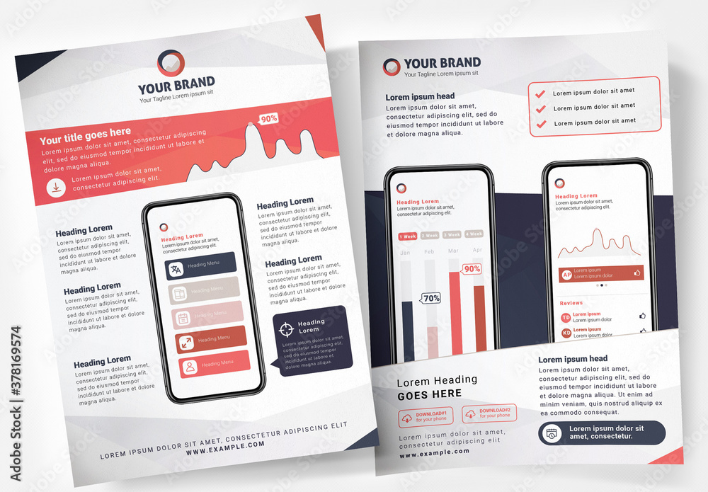 Mobile App Information Poster Template Stock Template | Adobe Stock