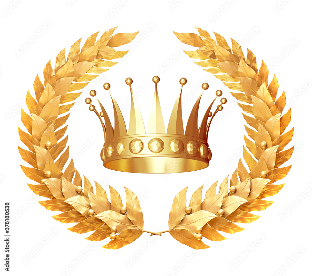 A Golden Laurel wreath around the precious crown is a symbol of success ...