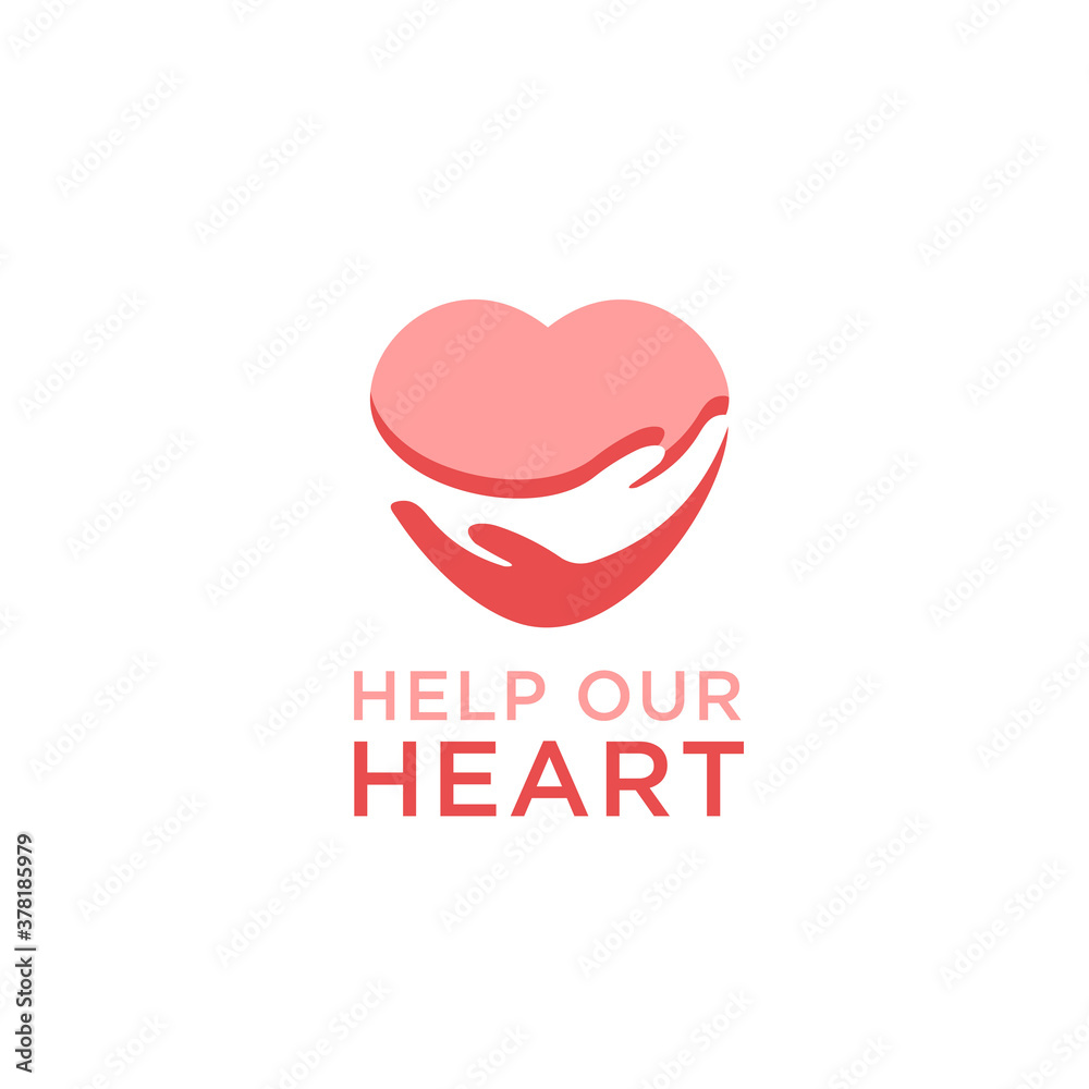 hand and heart love affection symbol, hug take care the heart logo ...