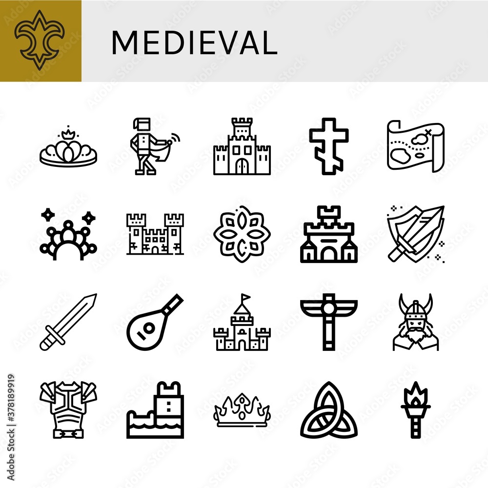 Set of medieval icons Stock Vector | Adobe Stock