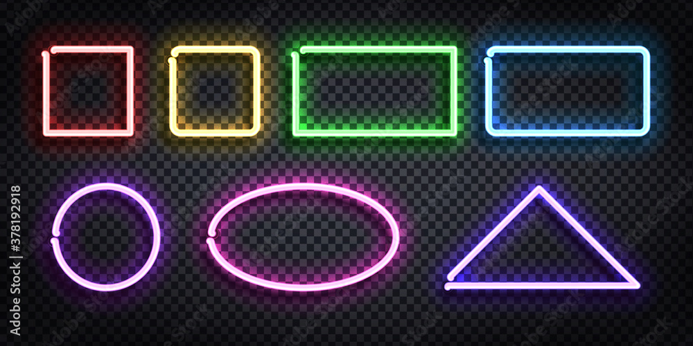 Vector set of realistic isolated neon sign of frame with different ...