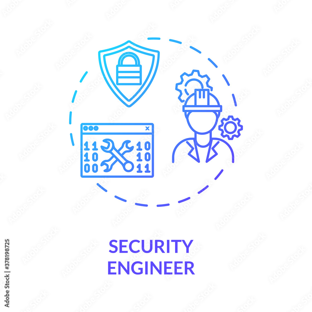 Security engineer concept icon. Cybersecurity career idea thin line ...