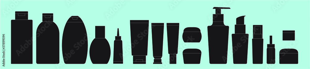 Beauty cosmetics shop. Vector set of icons. Cap, bottle, tube for ...