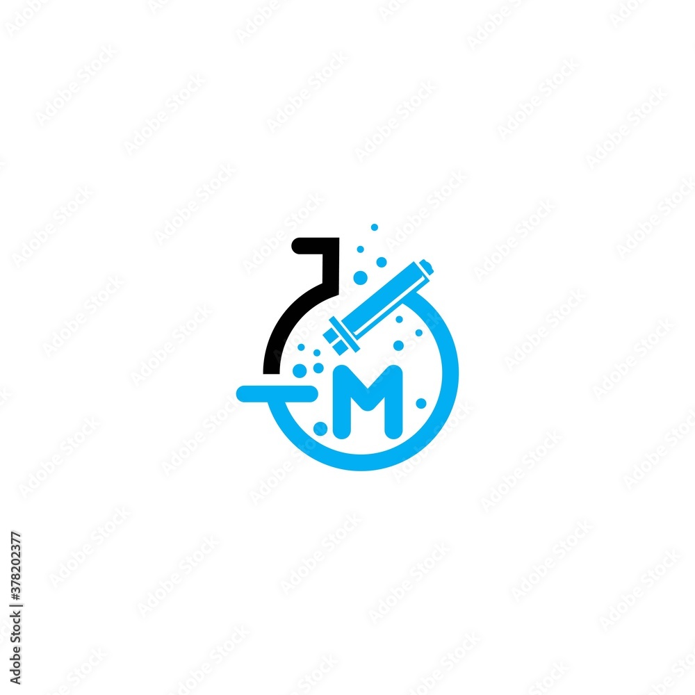 Microscope icon m letter logo in flat style.Laboratory m letter Logo ...