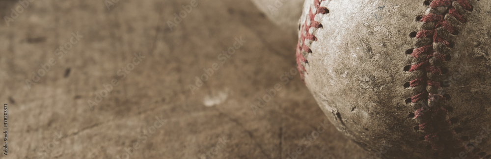 Old used baseball texture close up with wood background. Stock Photo ...