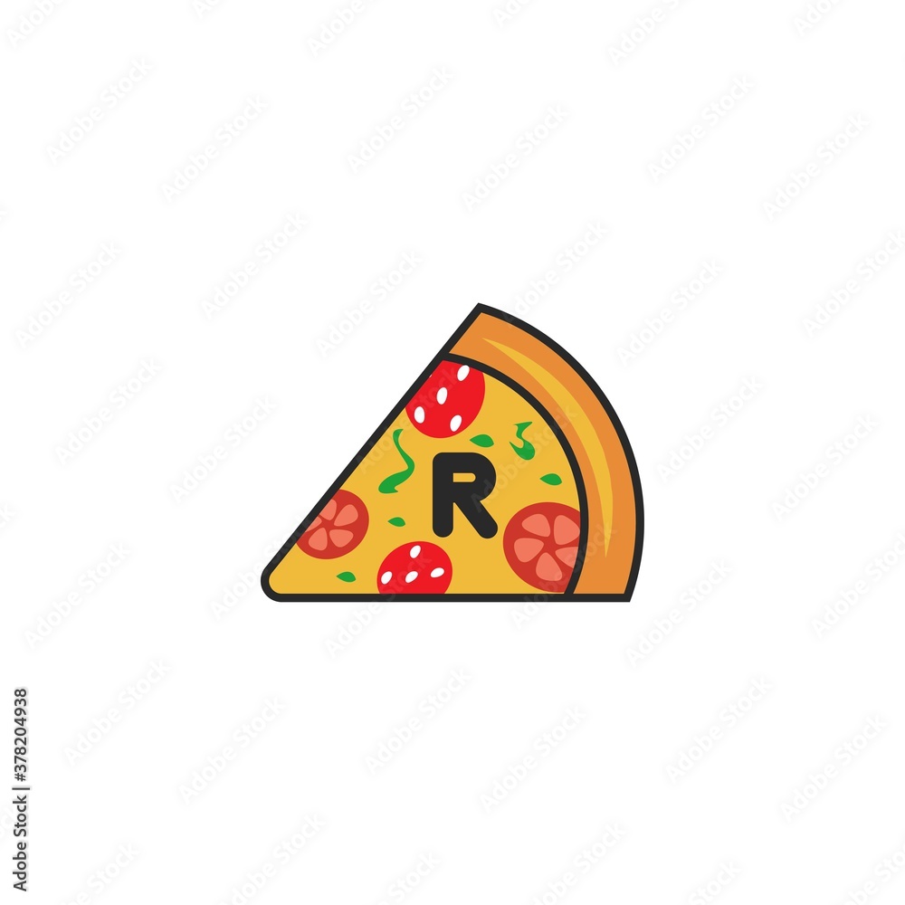 r letter pizza slice logo.Pizza cafe logo, pizza icon, emblem for fast ...