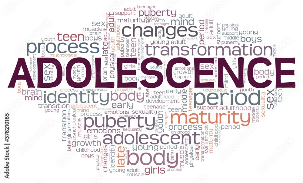 Adolescence vector illustration word cloud isolated on a white ...