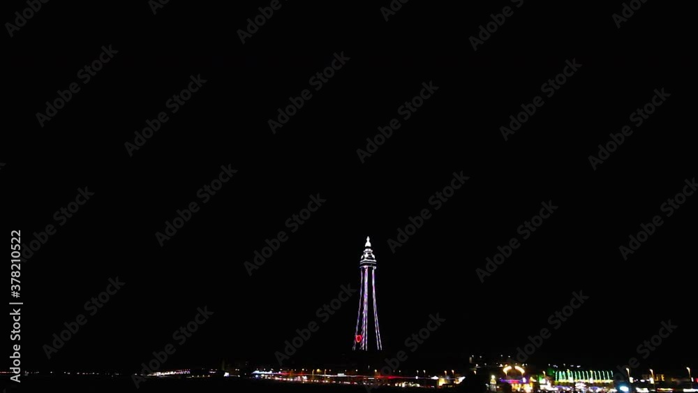 Blackpool tower illuminates multiple colours in the dark night sky for ...