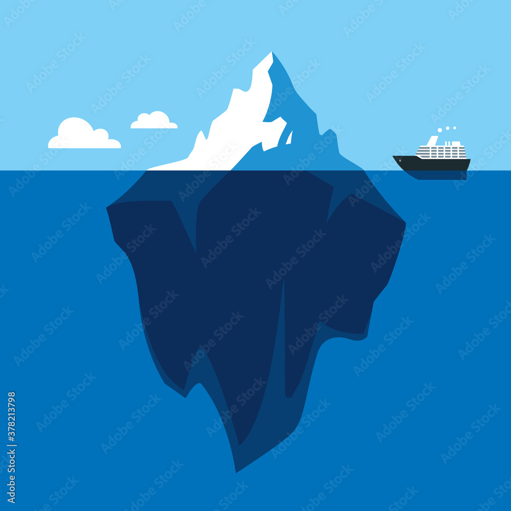 Ship Sailing Into Iceberg Vector Illustration Stock Vector | Adobe Stock