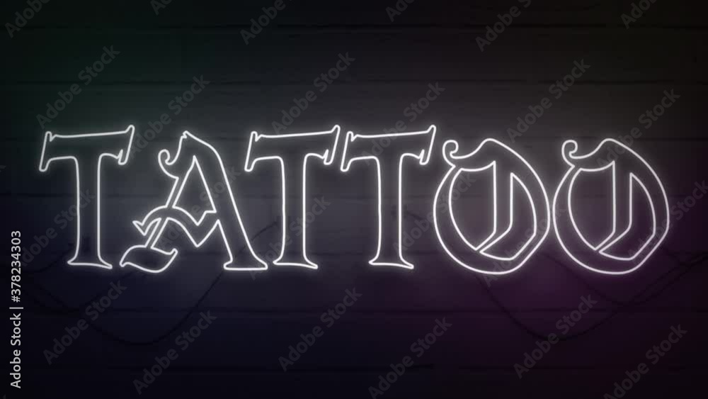 realistic neon written tattoo for decoration and covering on the wall ...