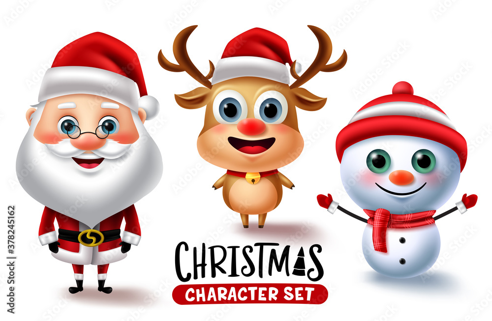 Chirstmas character vector set. Christmas characters like santa claus ...