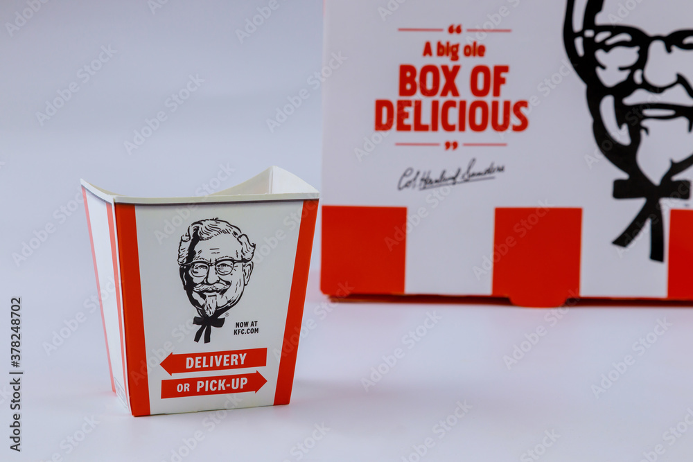 Box with KFC Fast Food Restaurant Kentucky Fried Chicken is a large ...