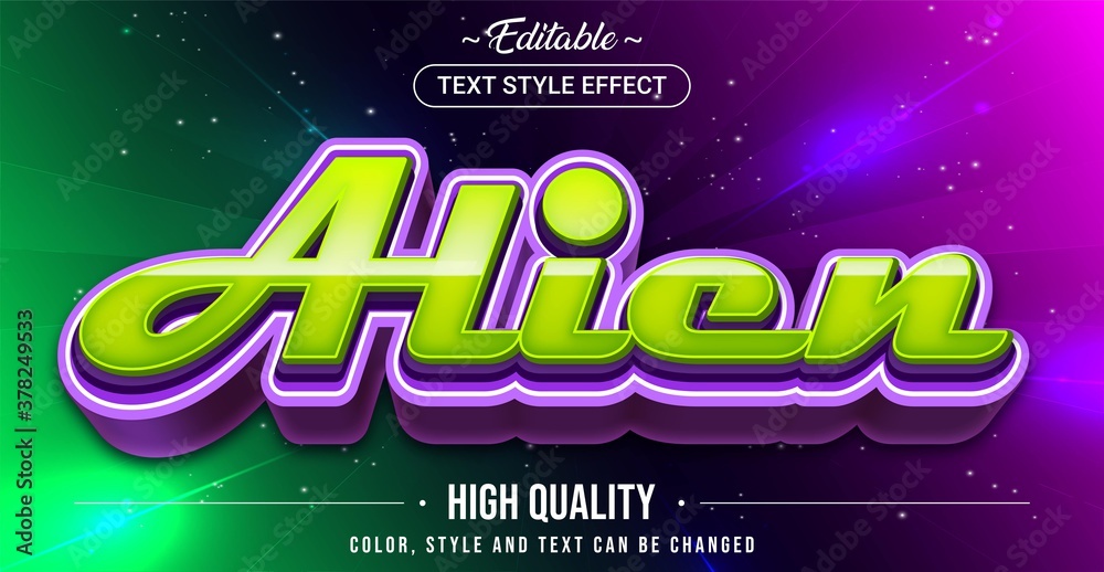 Editable text style effect - Alien theme style. Stock Vector | Adobe Stock