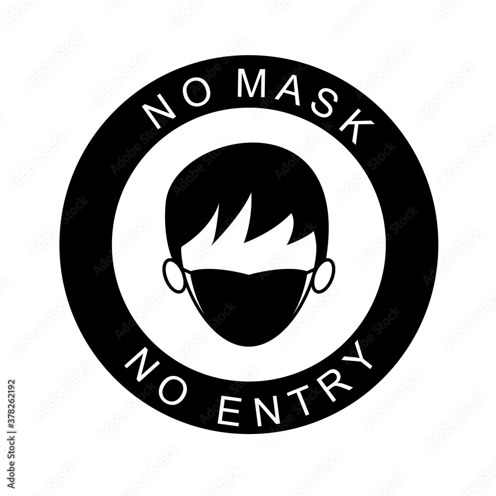 circle sign of man with man and text no mask no entry vector Stock ...