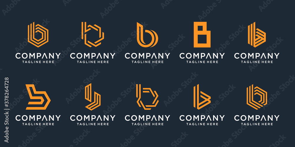 set of creative monogram letter B logo design template. The logo can be ...