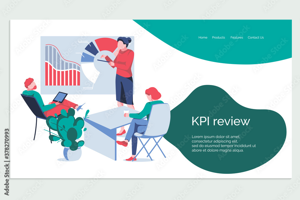 Kpi review banner template. Business team working together studying the ...