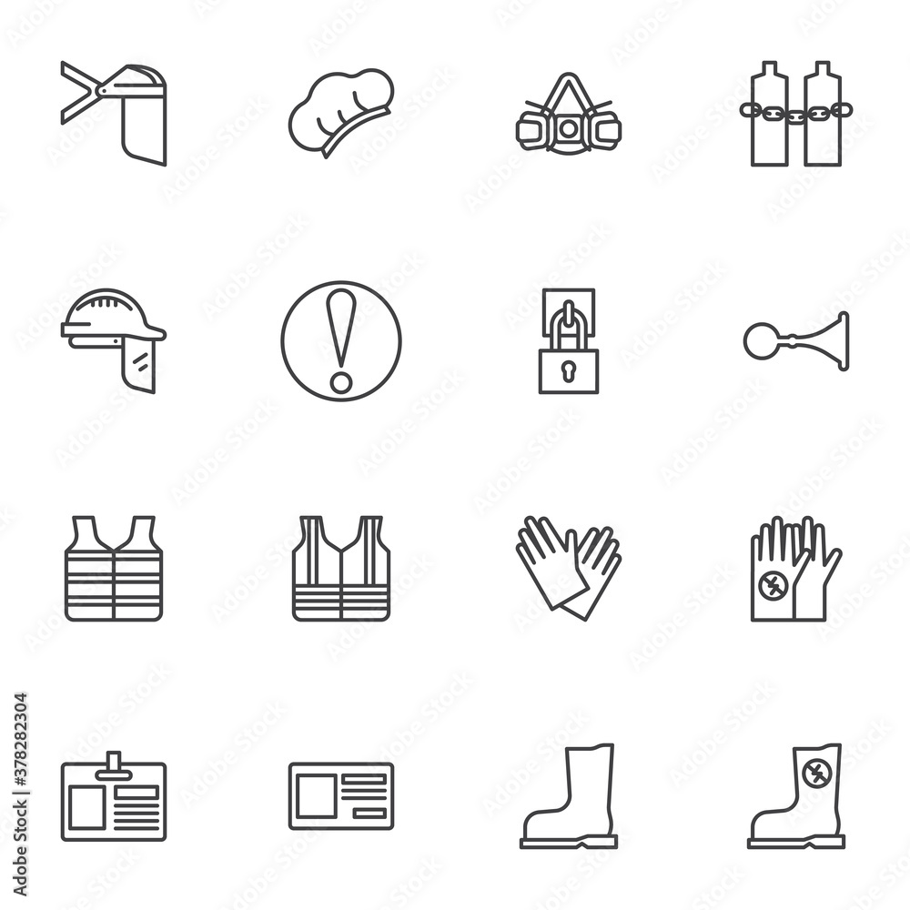 Mandatory signs line icons set, outline vector symbol collection ...