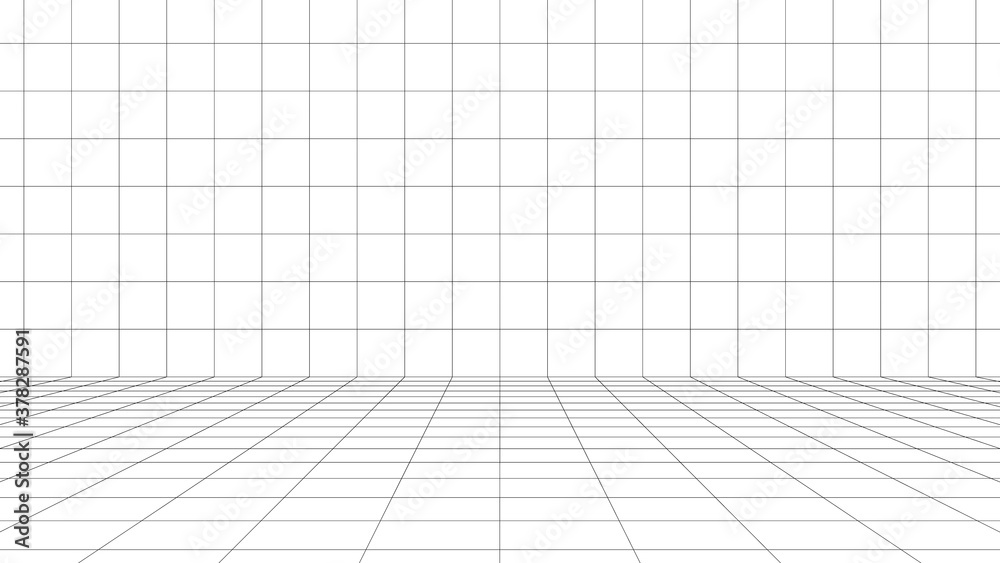 Digital wall box white background with black grid space line color ...