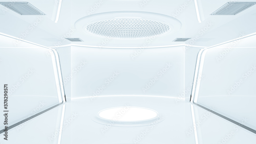 Scientific laboratory or empty white room. Technology background and ...