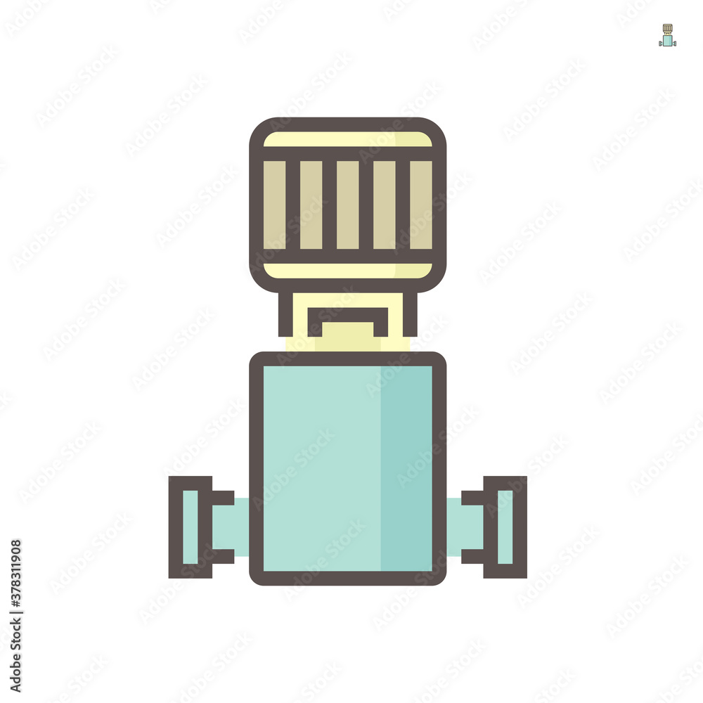 Water pump vector icon or vertical pump. Powered by electric motor or ...