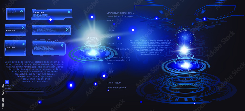 Conceptual high tech background. Cyber space with holographic portal ...
