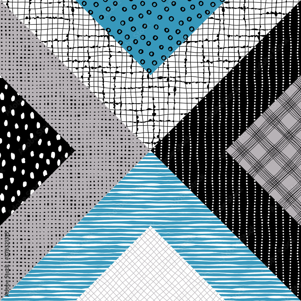 Abstract background template, patchwork tiles. Freehand drawing Stock ...