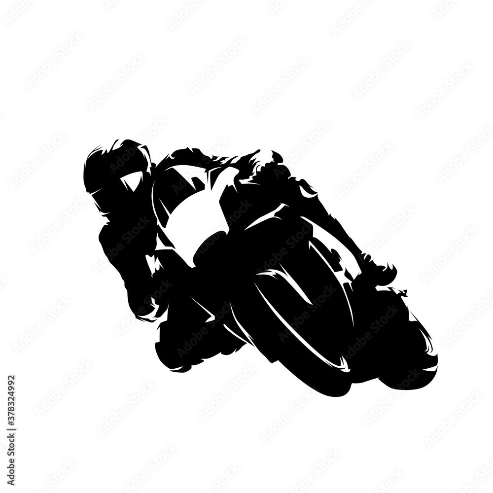 Motorbike racing, road motorcycle isolated vector illustration. Ink ...