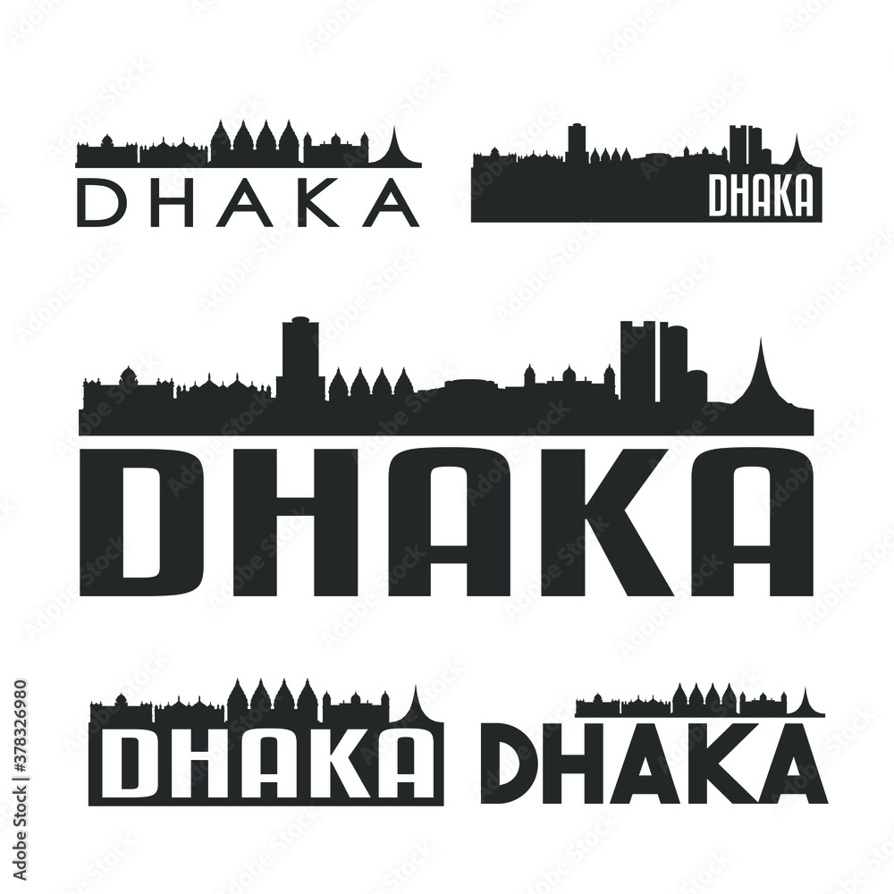 Dhaka Bangladesh Flat Icon Skyline Vector Silhouette Design Set Logo ...