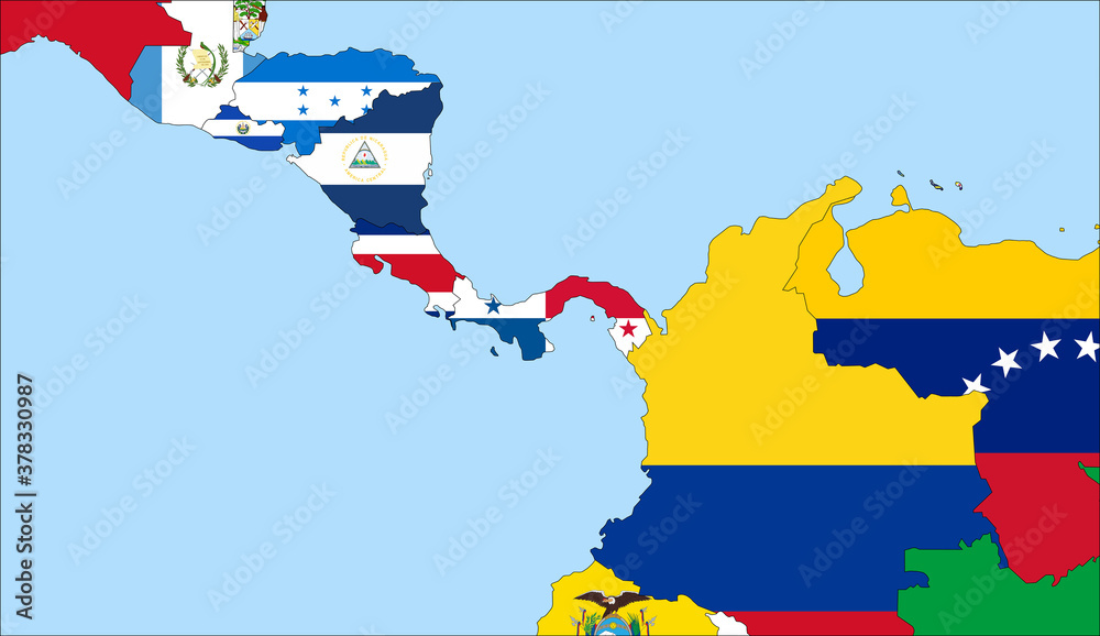 Center the map of Panama. Vector maps showing Panama and neighboring ...