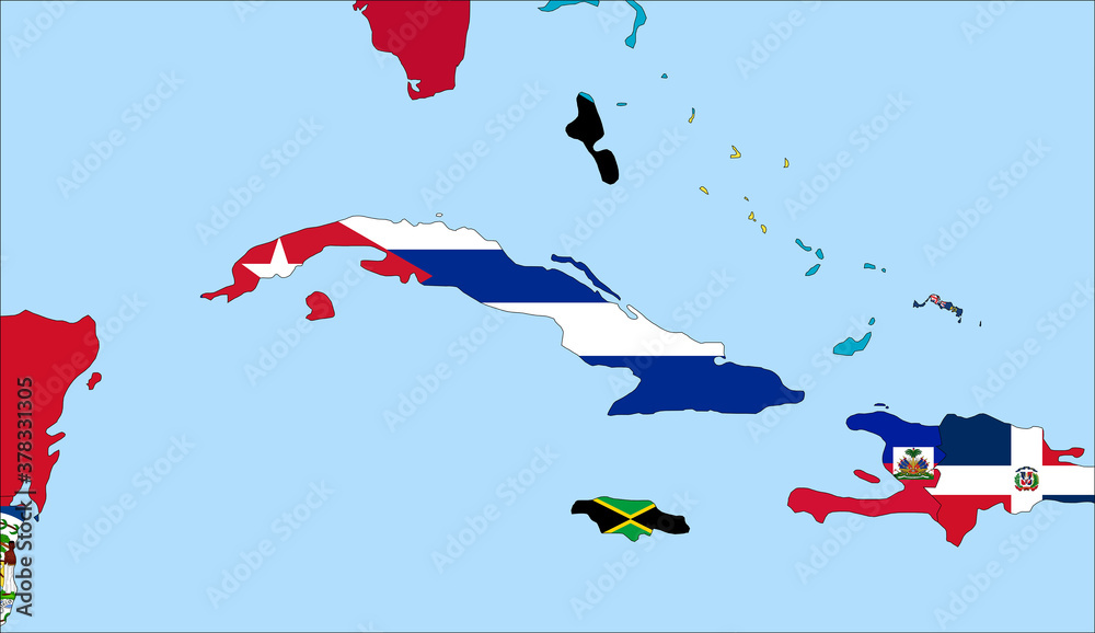 Center the map of Cuba. Vector maps showing Cuba and neighboring ...