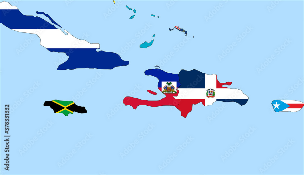 Center the map of Haiti. Vector maps showing Haiti and neighboring ...