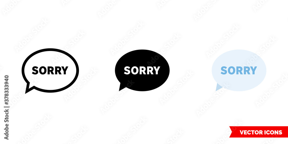 Apology icon of 3 types color, black and white, outline. Isolated ...