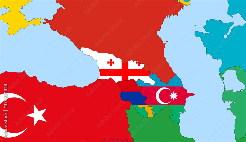 Center the map of Georgia. Vector maps showing Georgia and neighboring ...