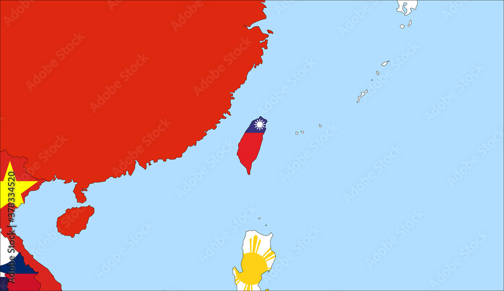 Center the map of Taiwan. Vector maps showing Taiwan and neighboring ...
