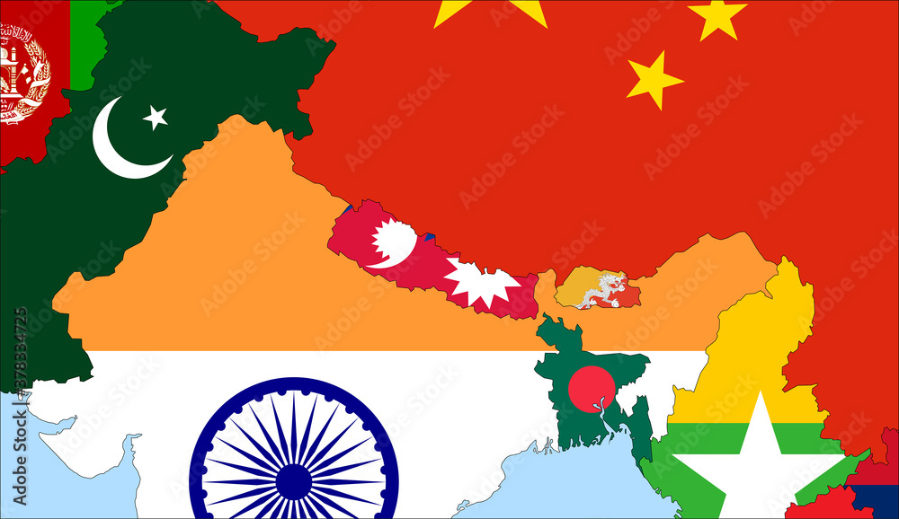 Center the map of Nepal. Vector maps showing Nepal and neighboring ...