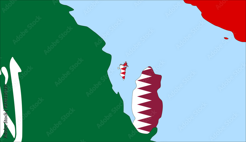Center the map of Bahrain. Vector maps showing Bahrain and neighboring ...