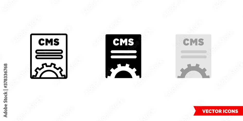 CMS icon of 3 types color, black and white, outline. Isolated vector ...