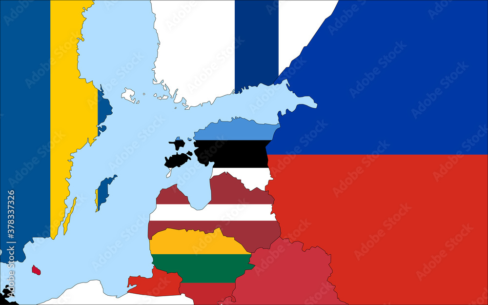 Center the map of Estonia. Vector maps showing Estonia and neighboring ...