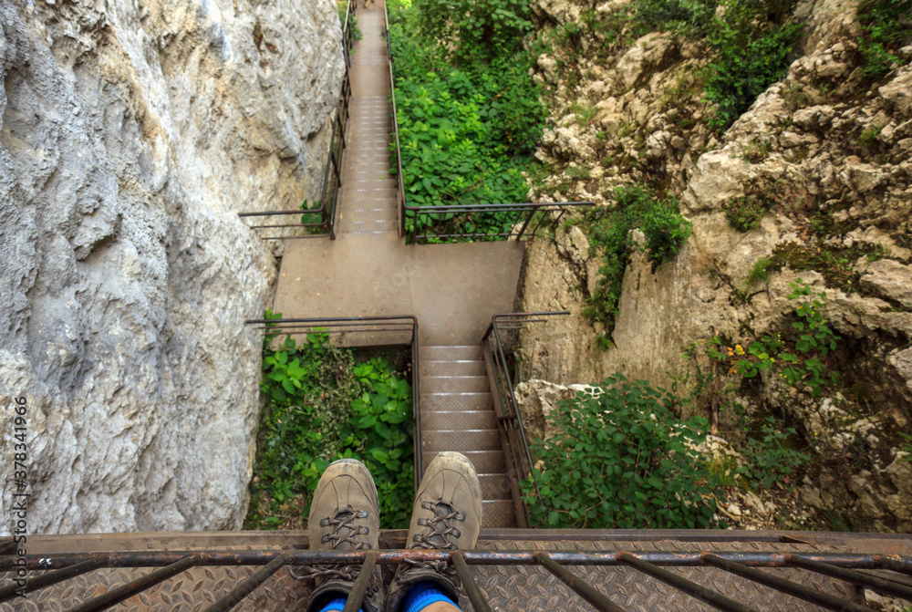 Verdon canyon: the steep ladders of Brèche Imbert, halfway the famous ...