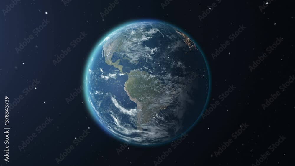 Realistic Earth Rotating on space (Loop). Texture map courtesy of NASA ...